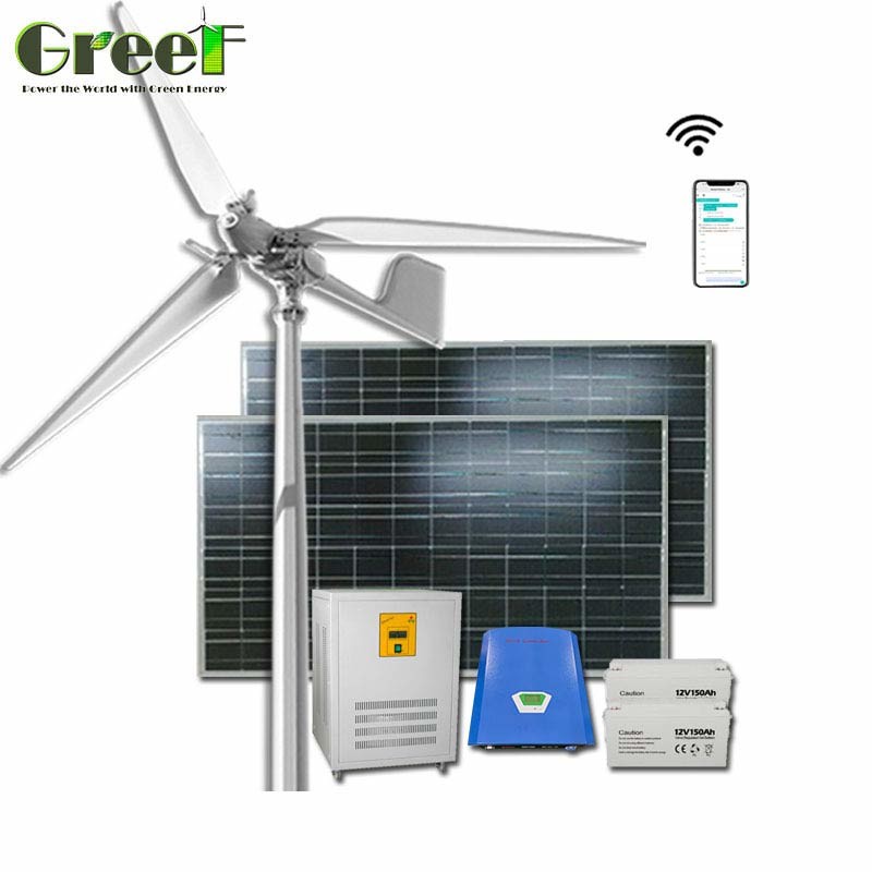 5KW Roof Mounted Solar Hybrid Pitch Control Wind Turbine Fan To ...